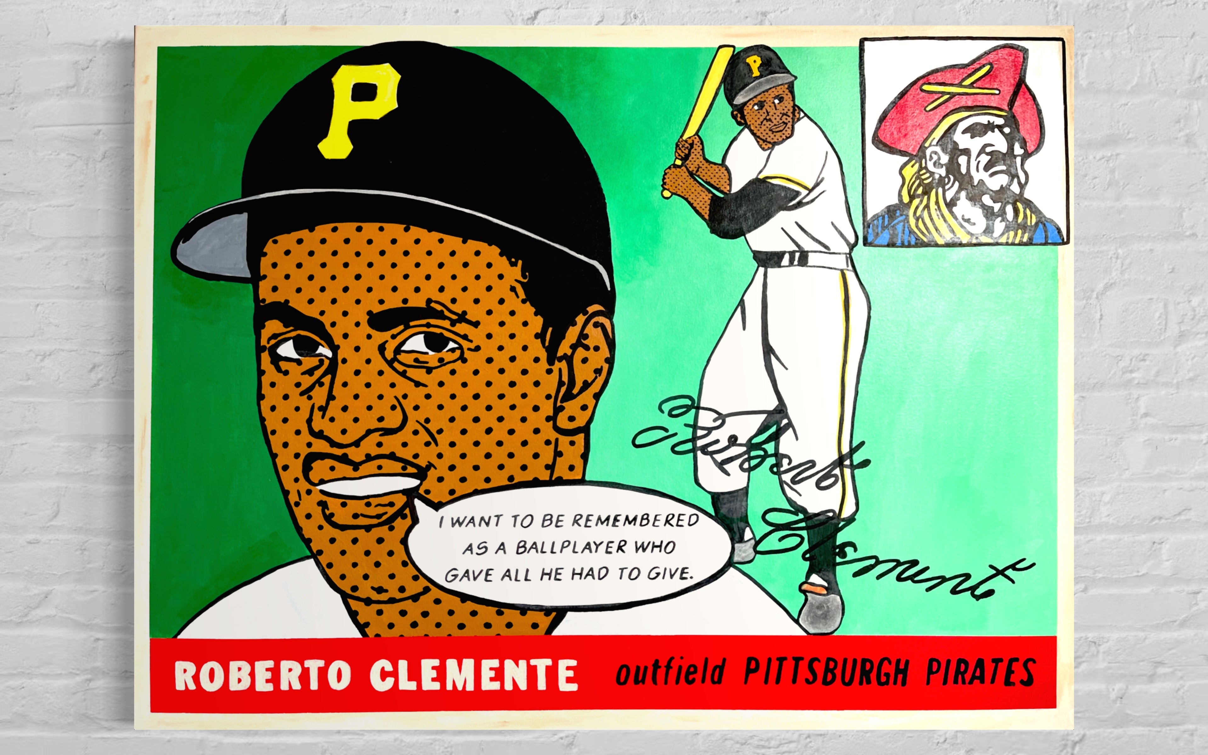 Roberto Clemente 1955, 2023 “Holy Grails” Series. – Brad Davis Art