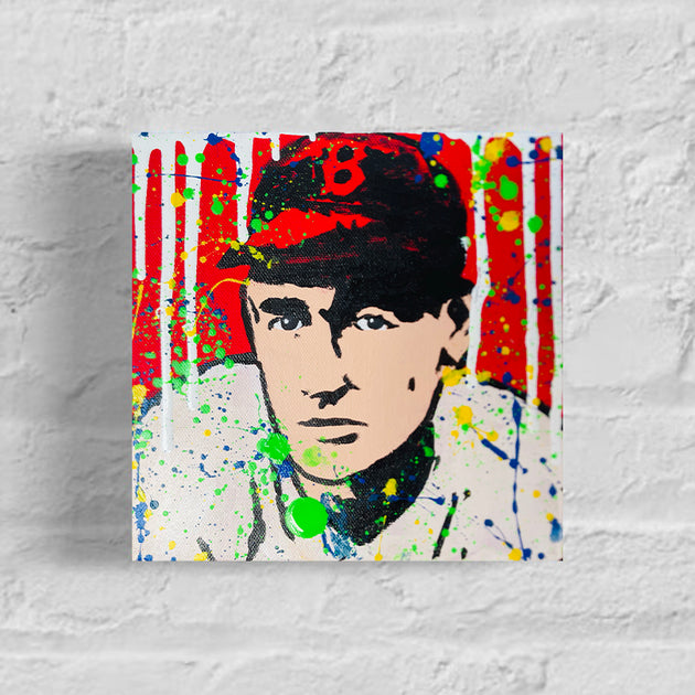 Ted Williams Original 1/1 Mini Art on 8x8x1.25in Canvas – Brad Davis Art